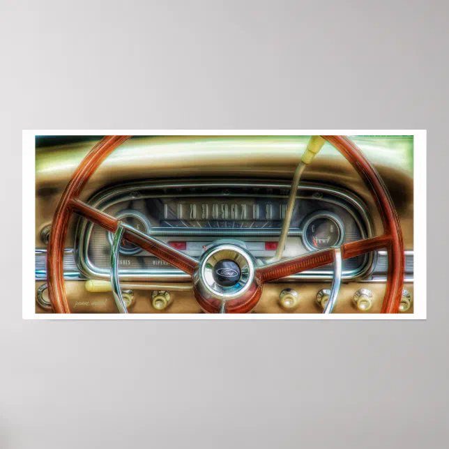 Vintage Automobile Dashboard Poster Print | Zazzle