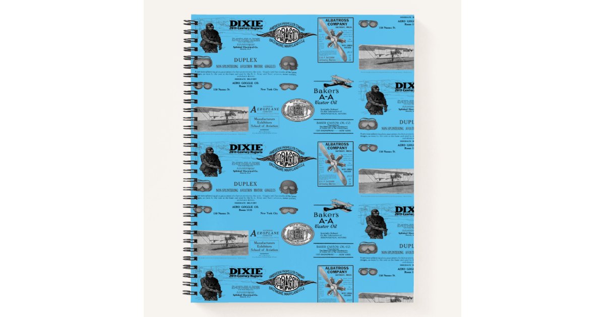 Vintage Aviation Airplane Biplane Pilot Notebook | Zazzle
