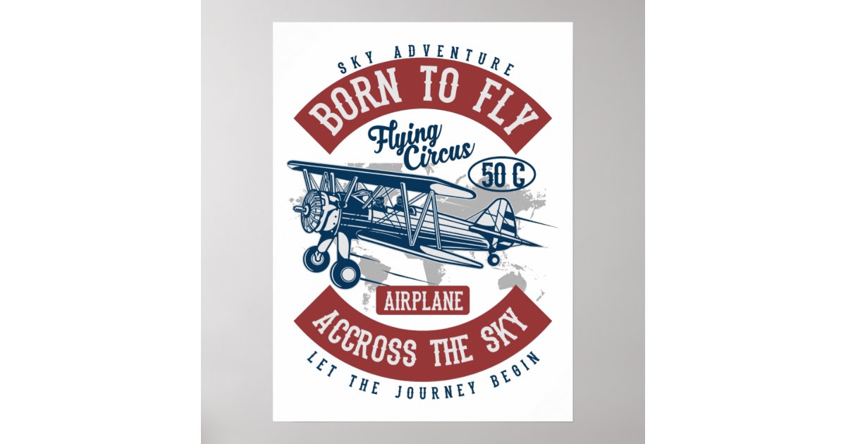 Vintage Aviation Airplane Color Poster | Zazzle