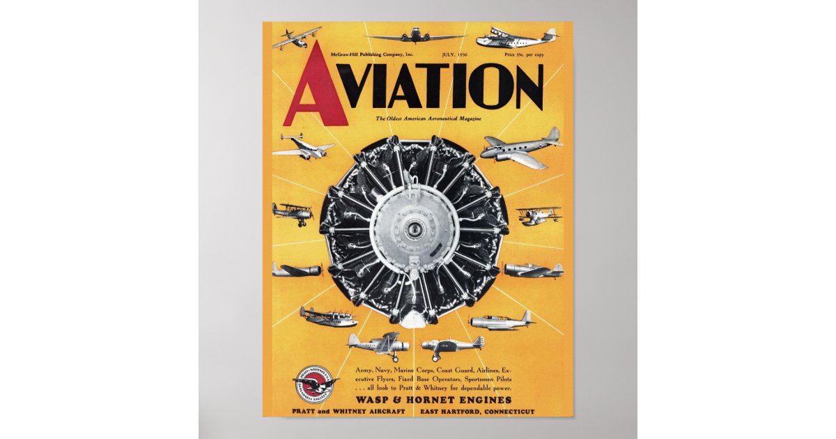 Vintage Aviation Magazine Airplane Cover Art Print | Zazzle