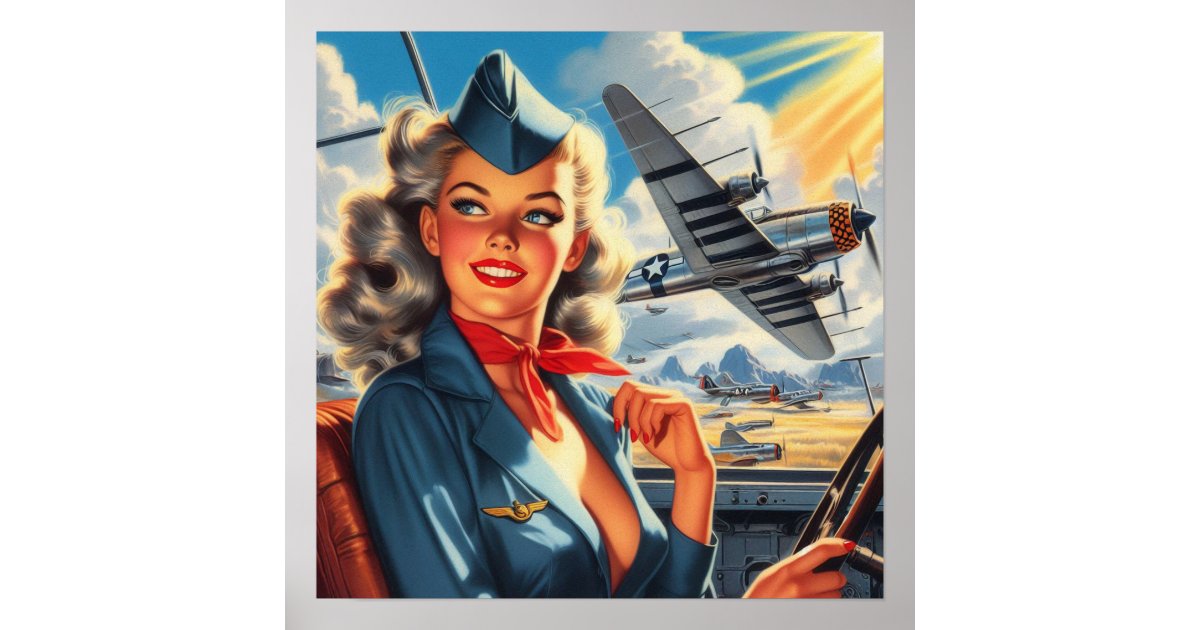 Vintage Aviation Pin Up Poster | Zazzle