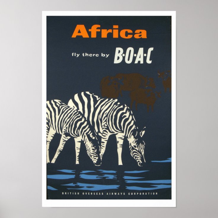 Vintage B-O-A-C Airline Travel Poster | Zazzle