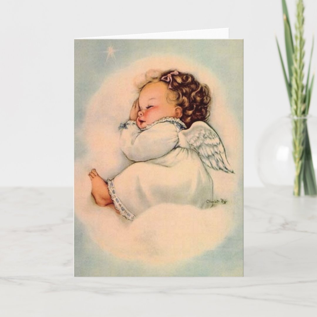 Vintage Baby Angel Greeting Card | Zazzle