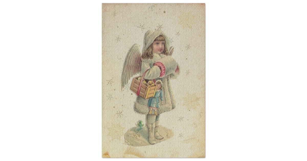Vintage Baby Angel With Toys Tissue Paper | Zazzle
