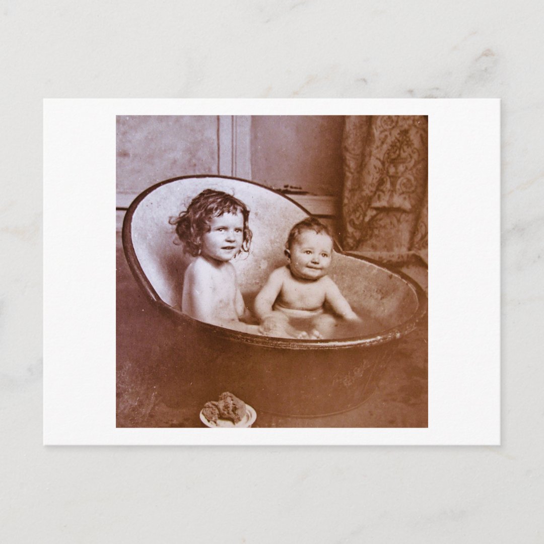 Vintage Baby Bath Time Postcard | Zazzle