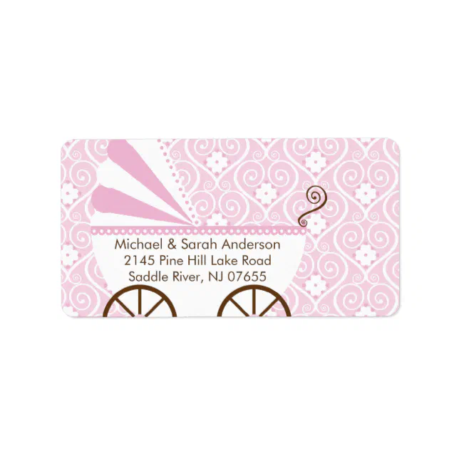 Vintage Baby Carriage Baby Shower Address Label | Zazzle
