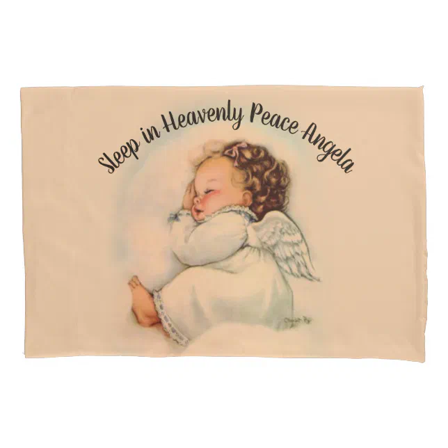 Vintage Baby Girl Angel sleeping Pillow Case | Zazzle
