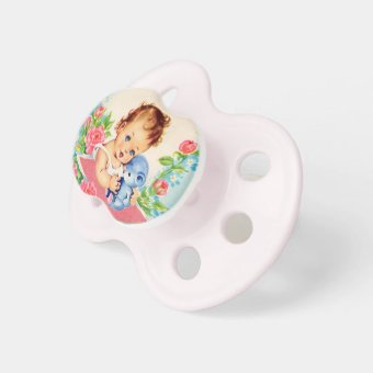 Vintage Baby Girl Teddy Bear Pacifier | Zazzle