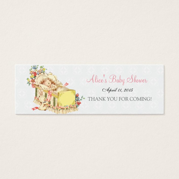 Vintage Baby Shower Baby inside Crib Favor Tag | Zazzle.com