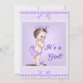 Vintage Baby Shower Girl Lilac Lavender Purple Invitation | Zazzle