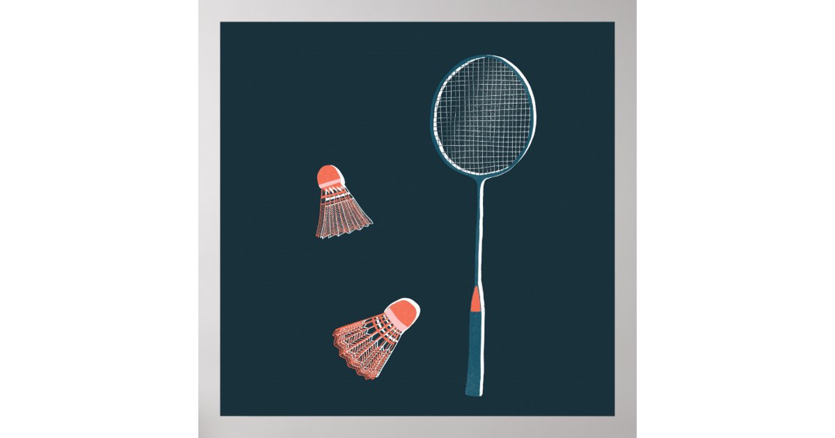 Vintage Badminton Print - Racquet and Birdies Art | Zazzle