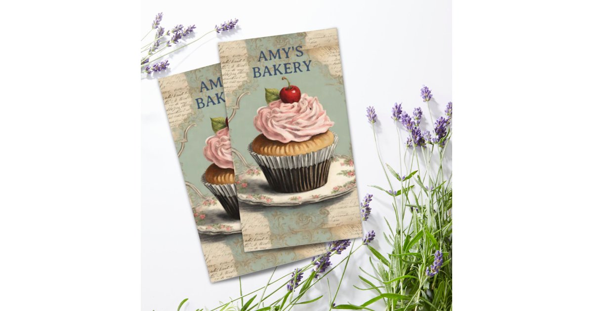 Vintage Baker Pastry Chef Cake Bakery Cupcake Business Card | Zazzle