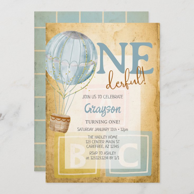 Vintage Balloon 1st Birthday Invitation Zazzle