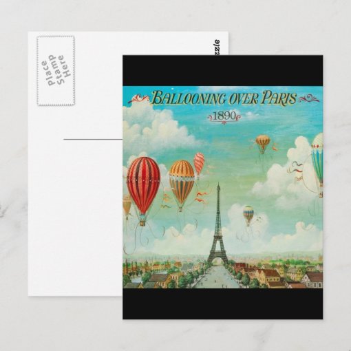 Vintage Ballooning Over Paris Travel Postcard | Zazzle