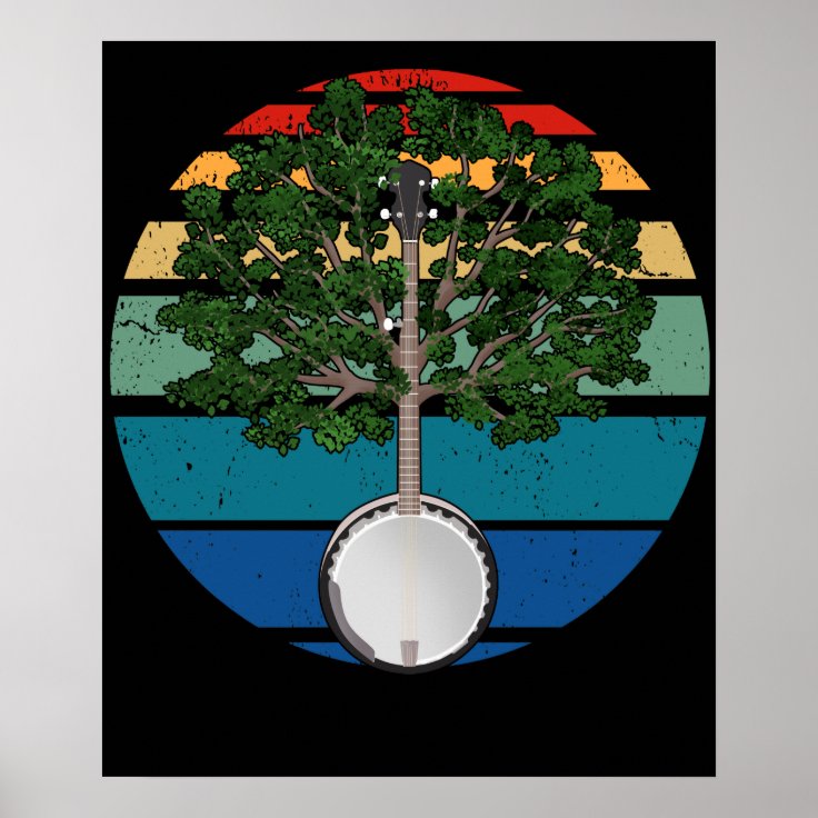 Vintage Banjo Retro Country Music Gift Bluegrass Poster | Zazzle
