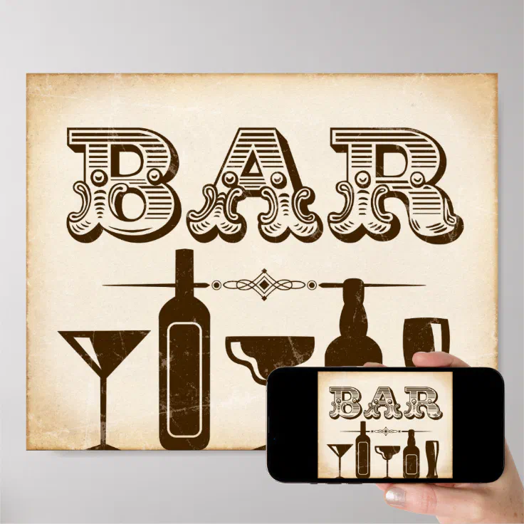 Vintage BAR Sign Print | Zazzle