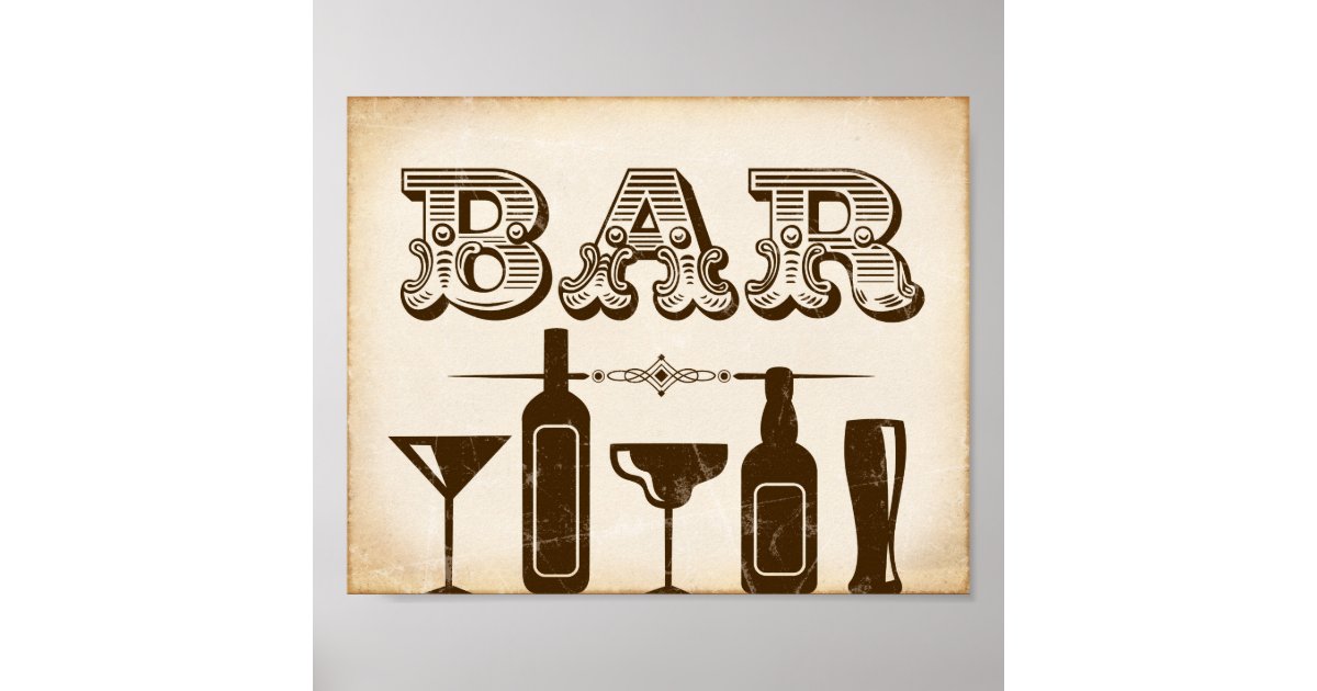 Vintage BAR Sign Print | Zazzle