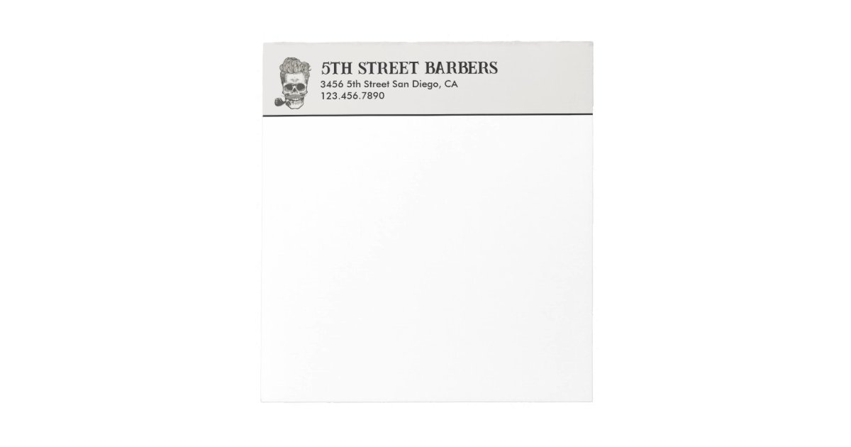 Vintage Barber Skull Logo Customizable Notepad | Zazzle