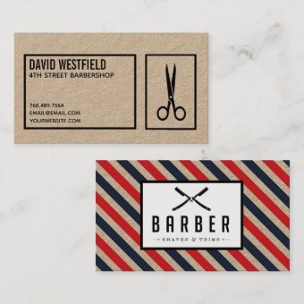 Vintage Barber Stripe Business Card | Zazzle