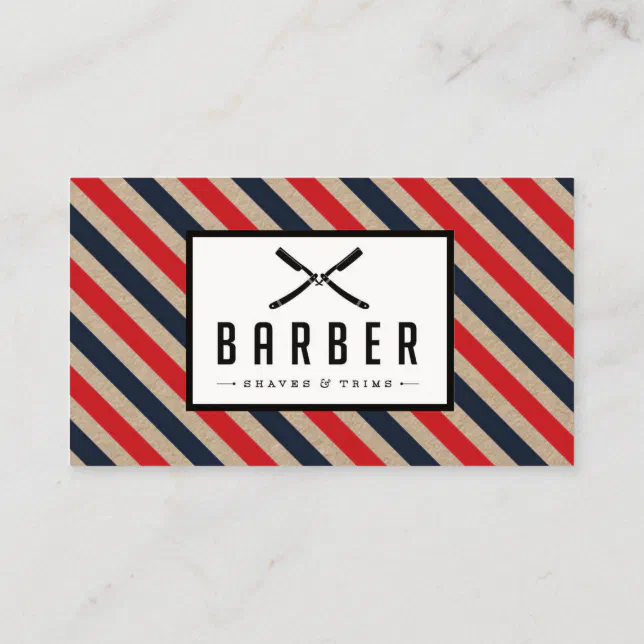Vintage Barber Stripe Business Card | Zazzle