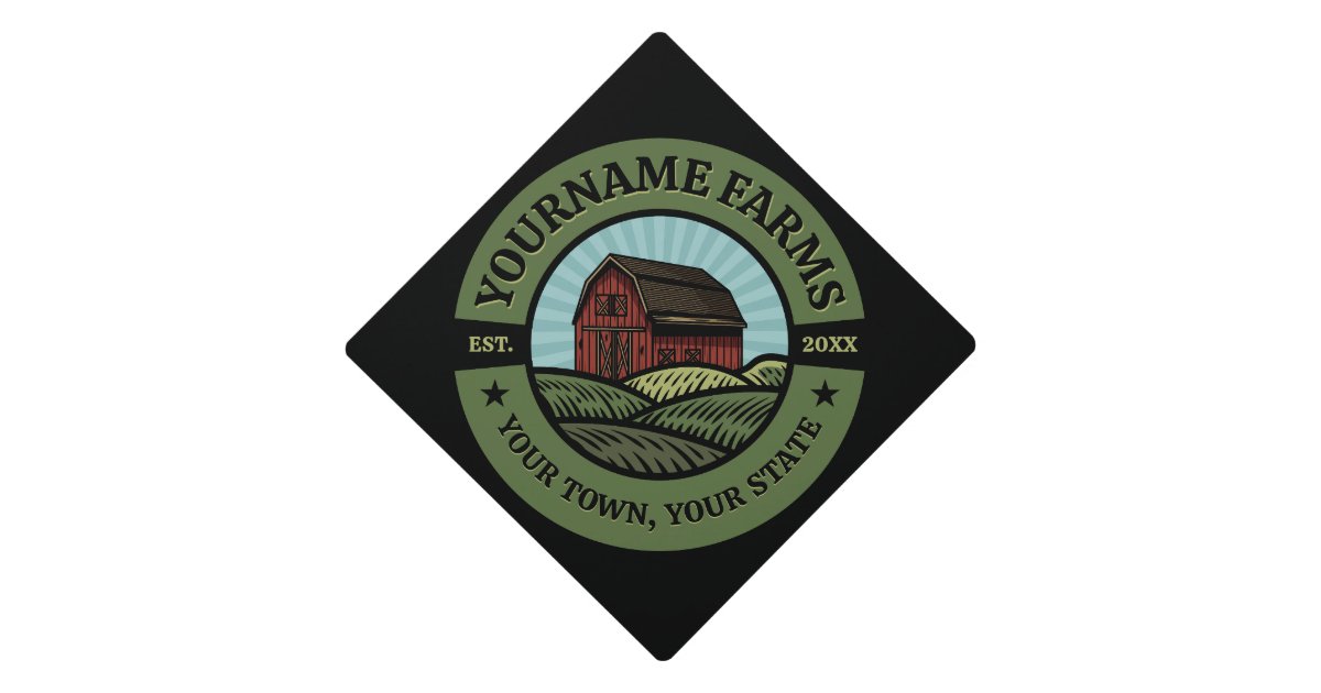 Vintage Barn ADD NAME Country Farm Crops Farmer Graduation Cap Topper ...