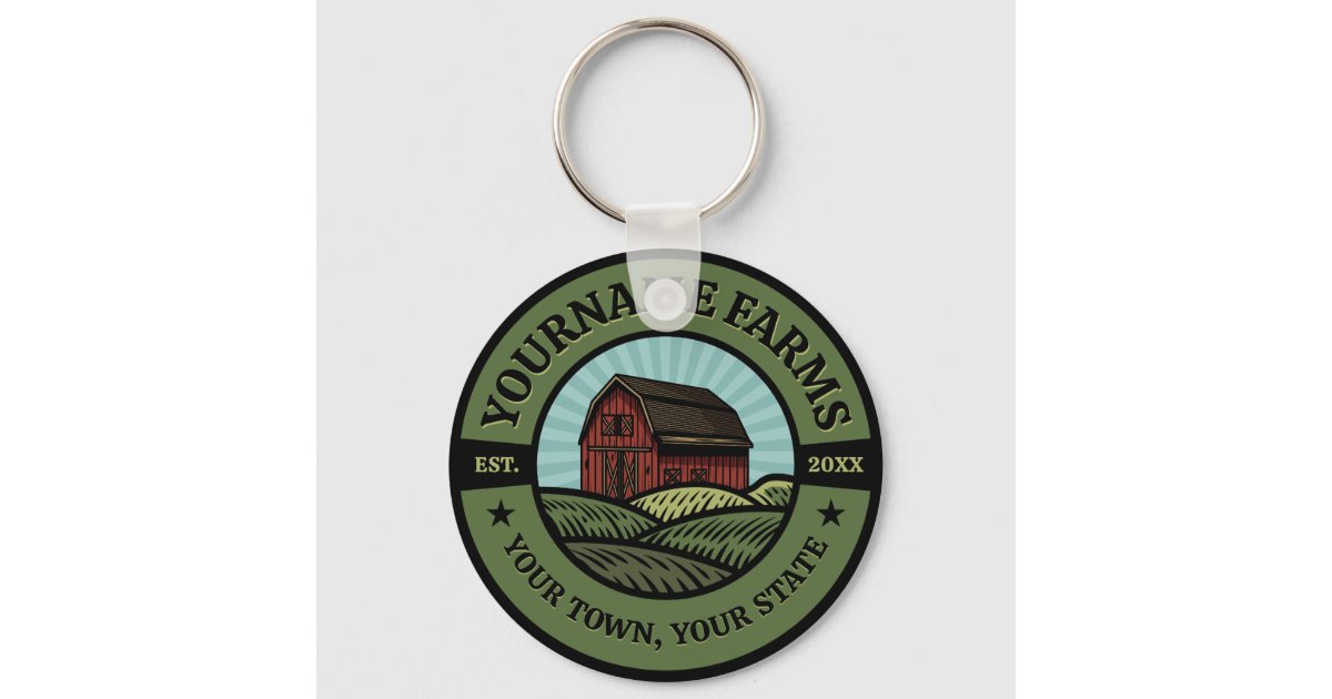 Vintage Barn ADD NAME Country Farm Crops Farmer Keychain | Zazzle