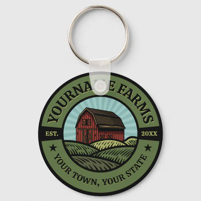 Vintage Barn ADD NAME Country Farm Crops Farmer Keychain | Zazzle