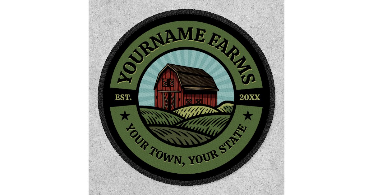 Vintage Barn ADD NAME Country Farm Crops Farmer Patch | Zazzle