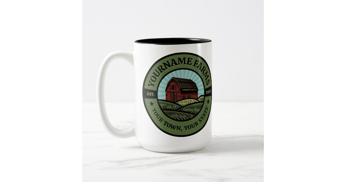 Vintage Barn ADD NAME Country Farm Crops Farmer Two-Tone Coffee Mug ...