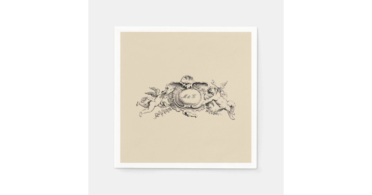 Vintage Baroque Rococo Border with Hearts Napkins | Zazzle