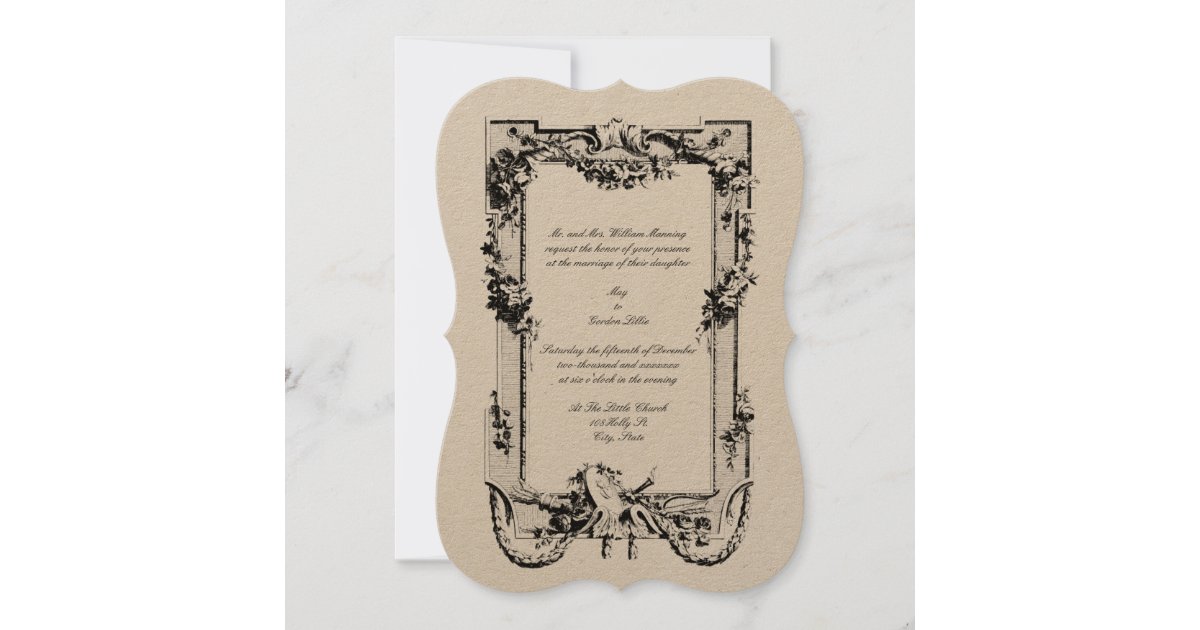 Vintage Baroque Rococo Frame with Hearts Invitation | Zazzle