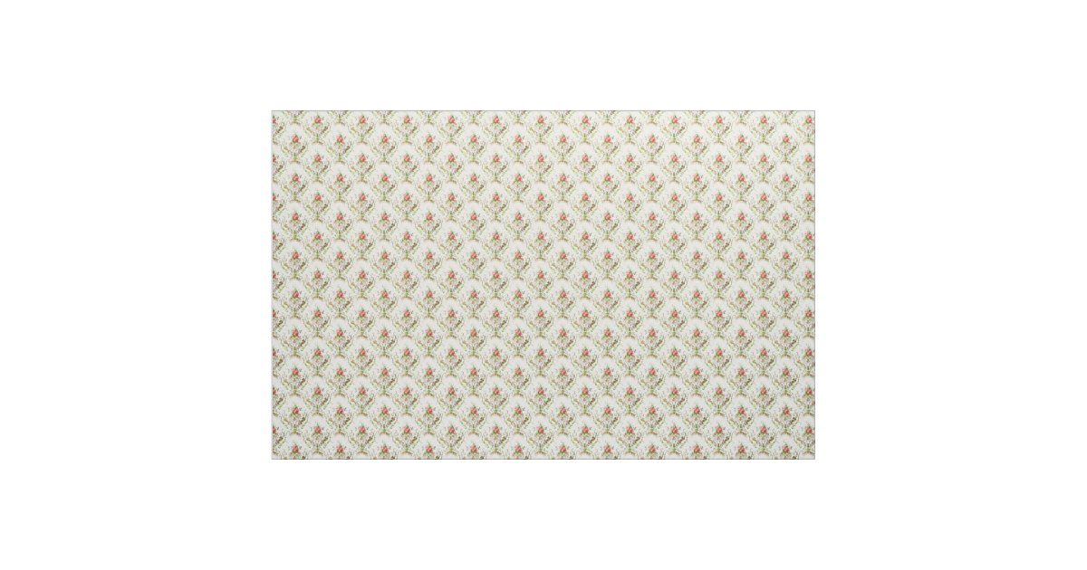 Vintage Baroque Rococo Scrolls & Roses Pattern Fabric | Zazzle