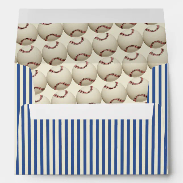 Vintage Baseball 5 x 7 Blue Stripes Envelope | Zazzle