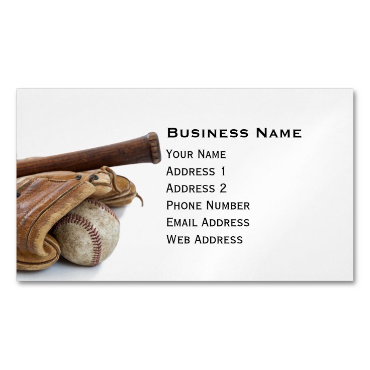 Vintage Baseball and Bat Magnetic Business Card | Zazzle
