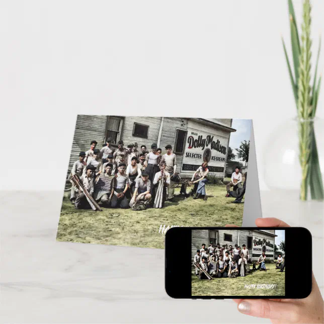 VINTAGE BASEBALL ART PHOTO BOYS BASEBALL KIDS CARD | Zazzle