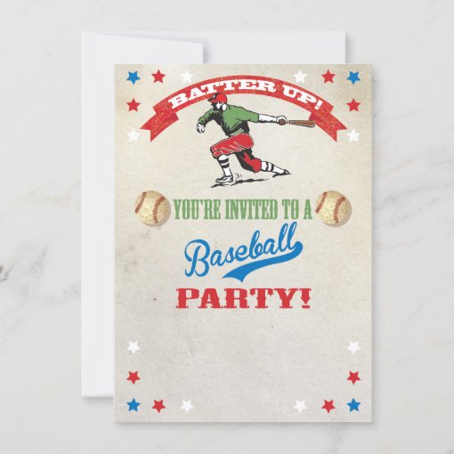 Vintage Baseball birthday party invitations | Zazzle