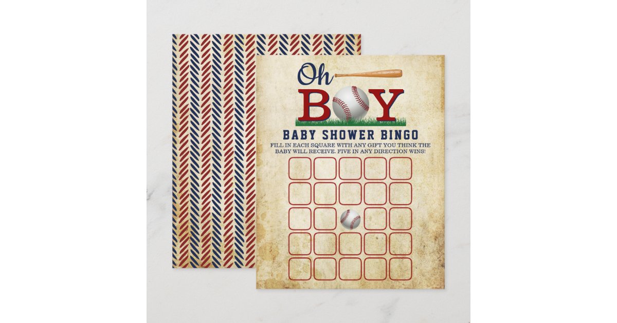Vintage Baseball Boys Baby Shower Bingo | Zazzle
