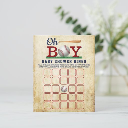 Vintage Baseball Boys Baby Shower Bingo | Zazzle