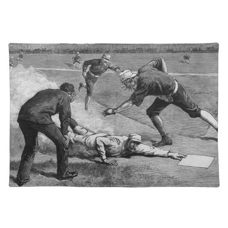 Vintage Baseball by Thure De Thulstrup, 1885 Placemat | Zazzle