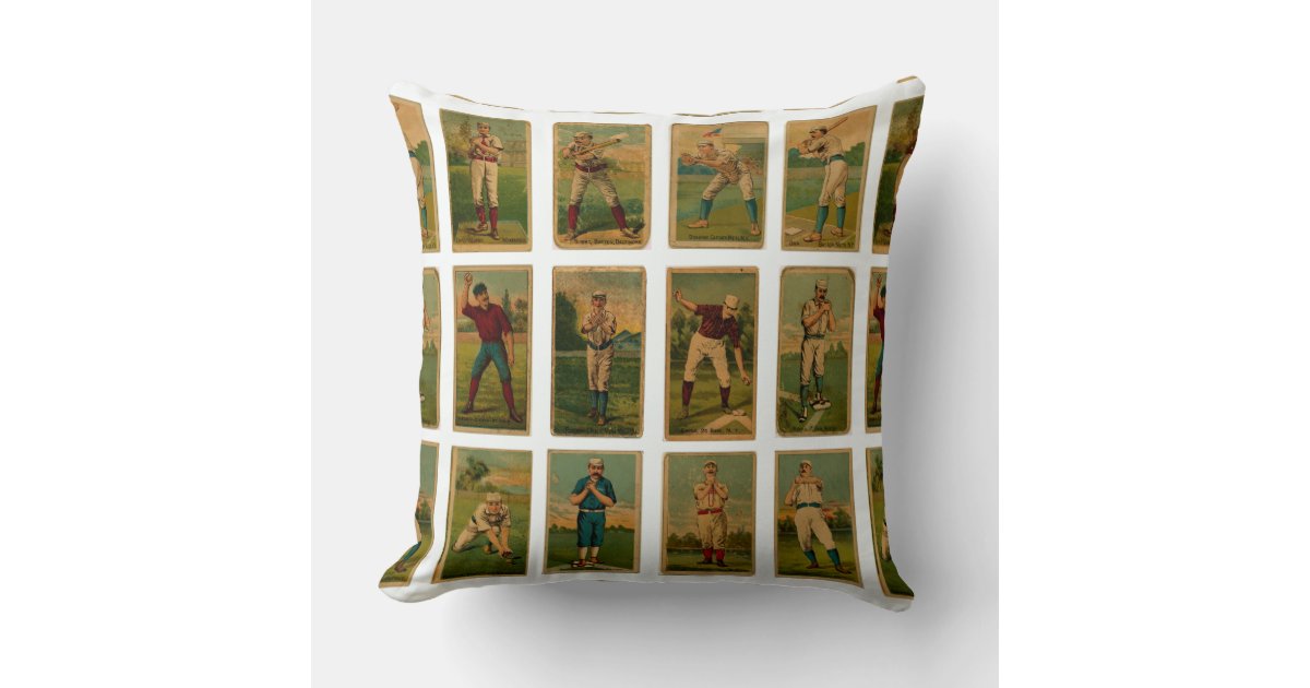 Vintage Baseball Cards Throw Pillow | Zazzle