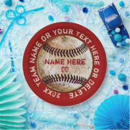 Vintage Baseball Paper Plates Personalized | Zazzle