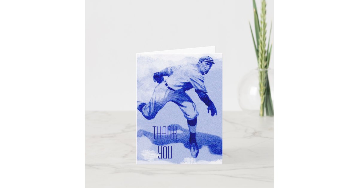 Vintage Baseball Pitcher Thank You Note Card | Zazzle