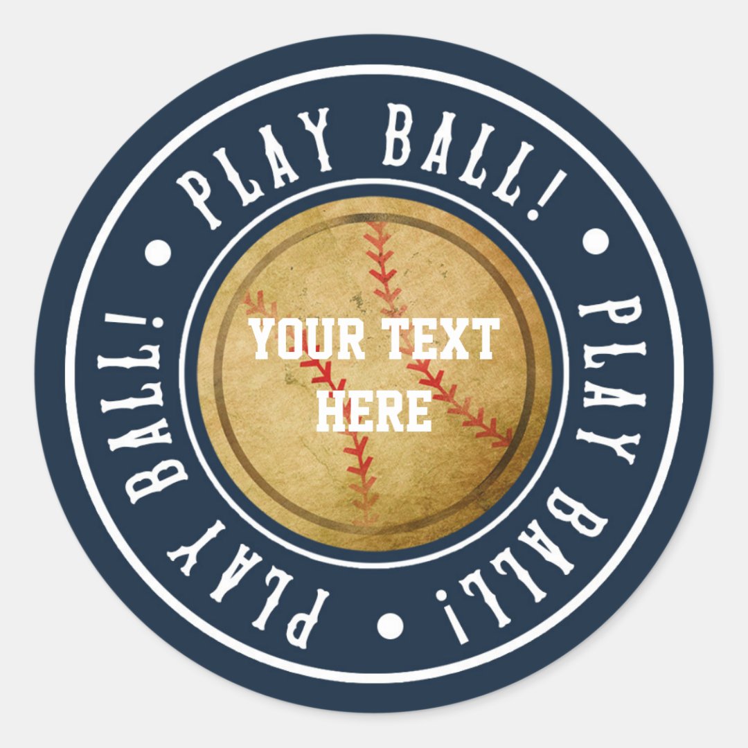Vintage Baseball PLAY BALL Birthday Party Stickers | Zazzle