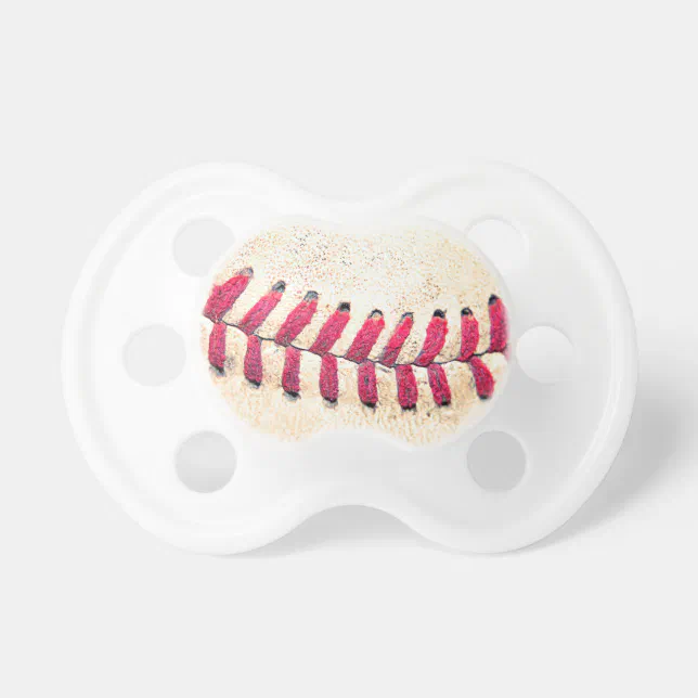 Vintage Baseball Red Stitches Close Up Photo Pacifier | Zazzle