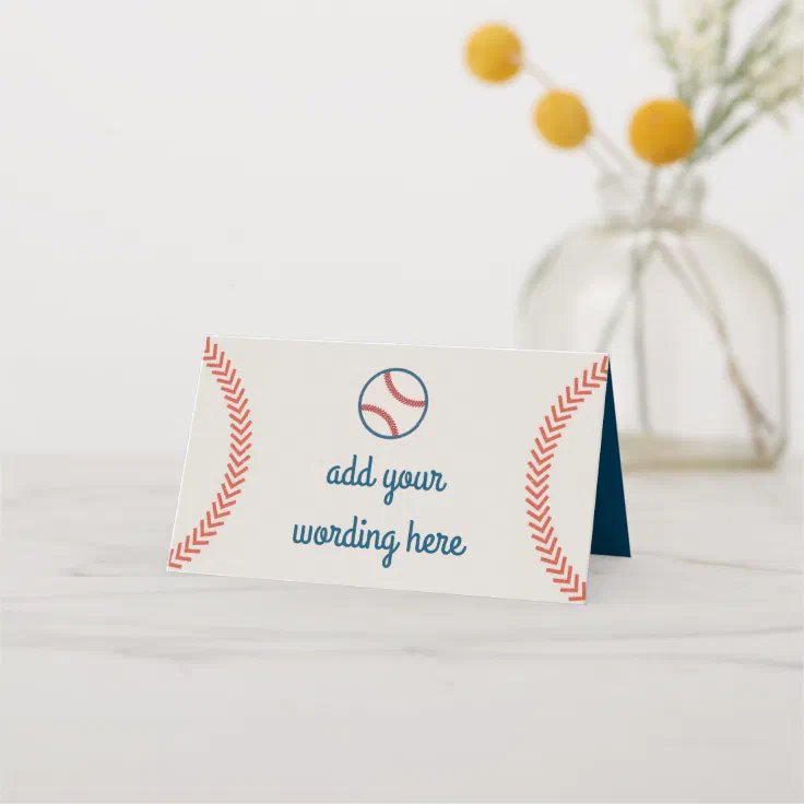 Vintage Baseball Stitches and Ball Place Card | Zazzle