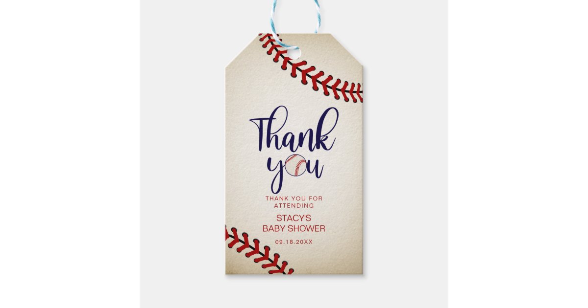 Vintage Baseball Thank You Gift Tags | Zazzle
