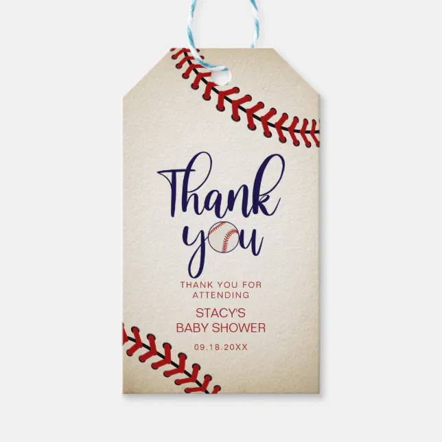 Vintage Baseball Thank You Gift Tags | Zazzle