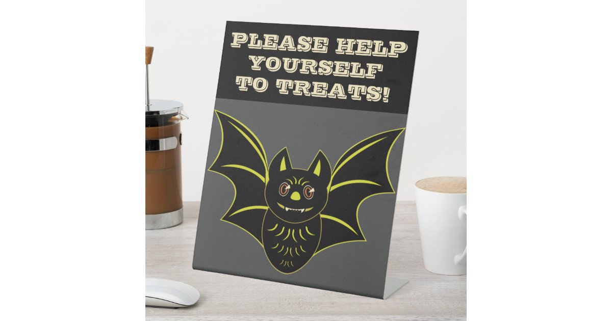 Vintage Bat Help Yourself Pedestal Sign | Zazzle