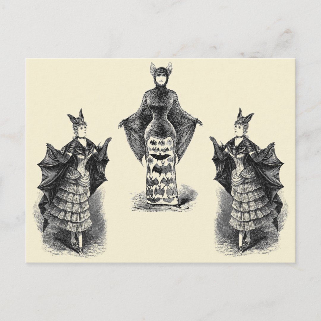 Vintage Bat Ladies Postcard | Zazzle