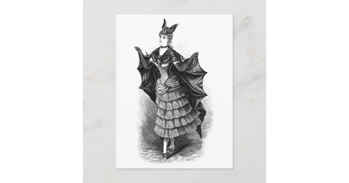 Vintage Bat Lady Postcard | Zazzle
